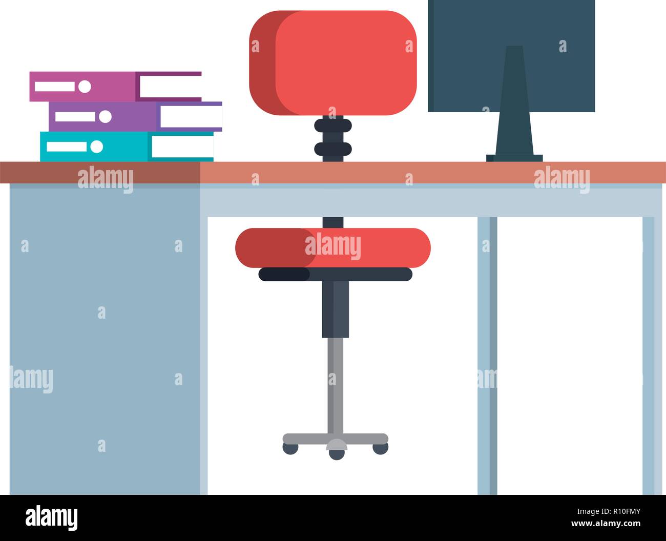 office workplace with desk and desktop scene Stock Vector Image & Art ...