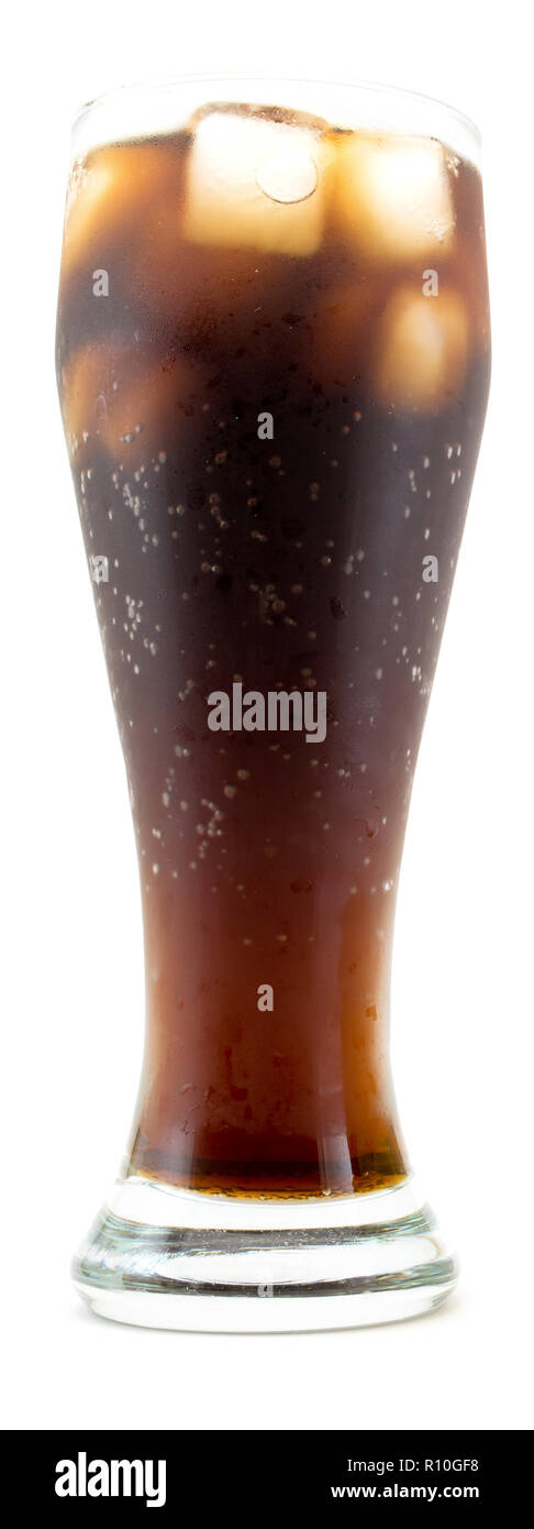 A large glass of cola with ice cubes isolated on white background Stock ...
