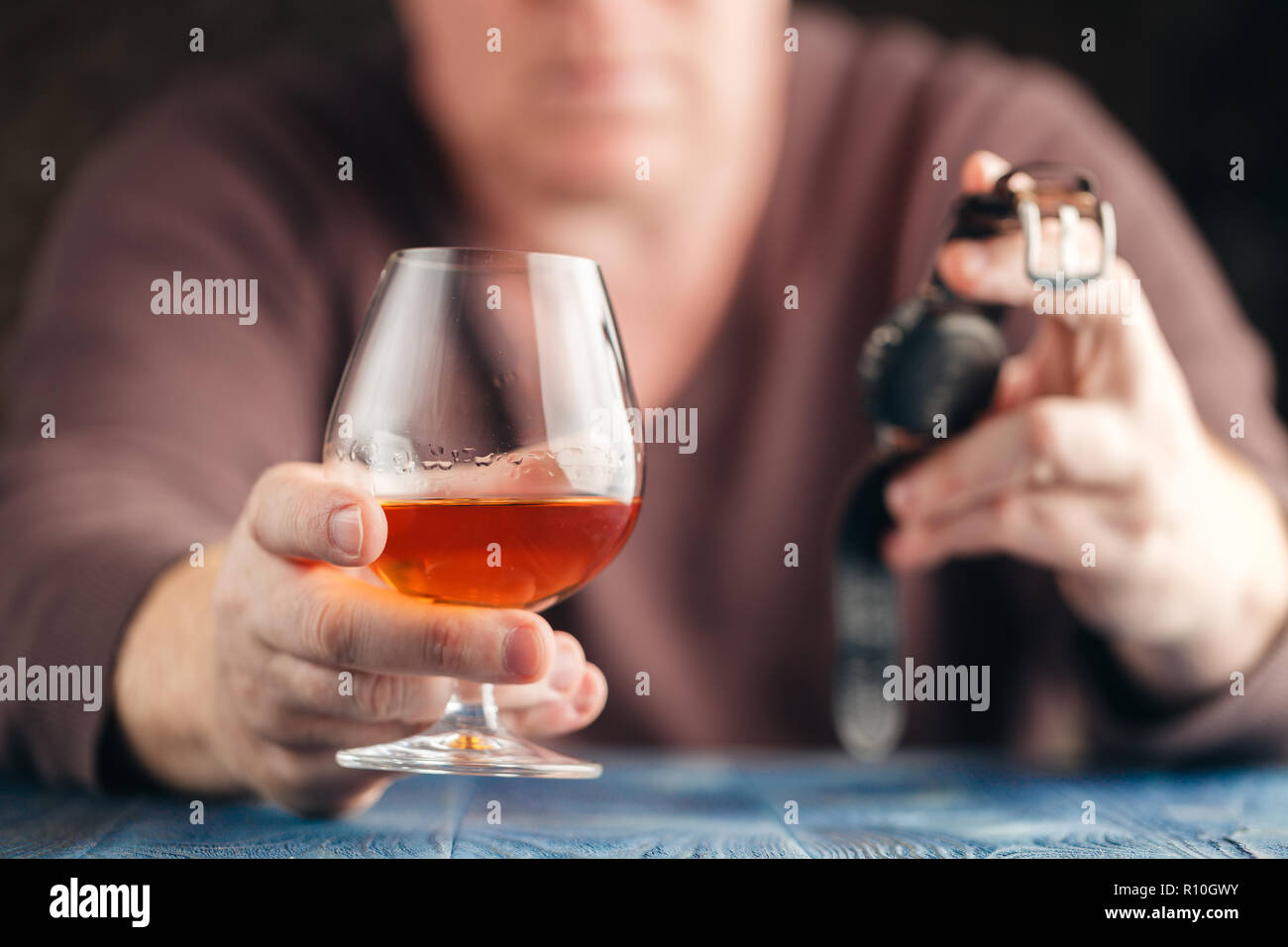 problem of alcoholism, man stop drinking more Stock Photo - Alamy