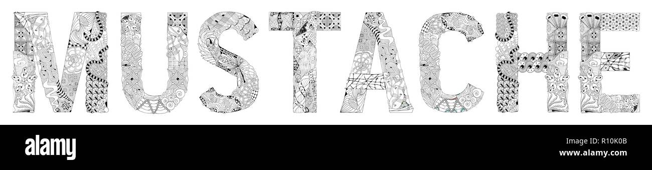 Word mustache ornate sketch for your design. Drawing, floral Stock ...