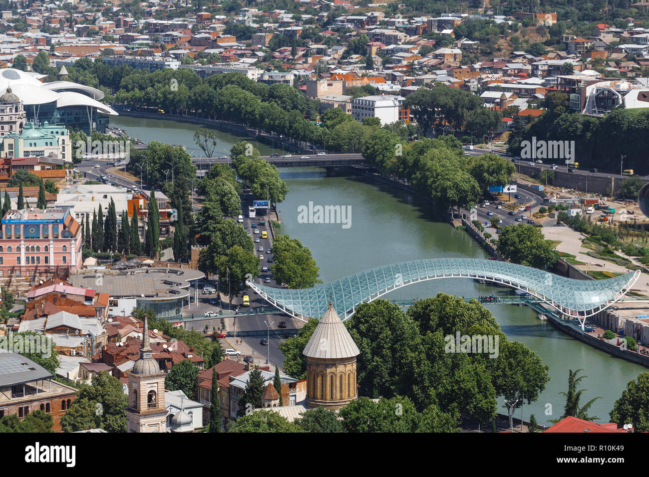 Bridge of Peace in Tbilisi, Georgia. The bridge is one of the new ...