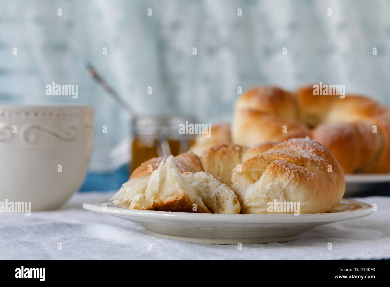 Traditional european breakfast preparation. Home and family concept ...