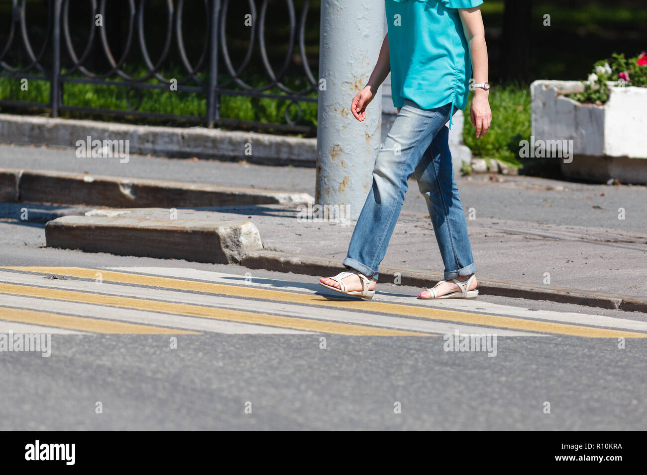 Beautiful woman crossing on crosswalk hi-res stock photography and ...