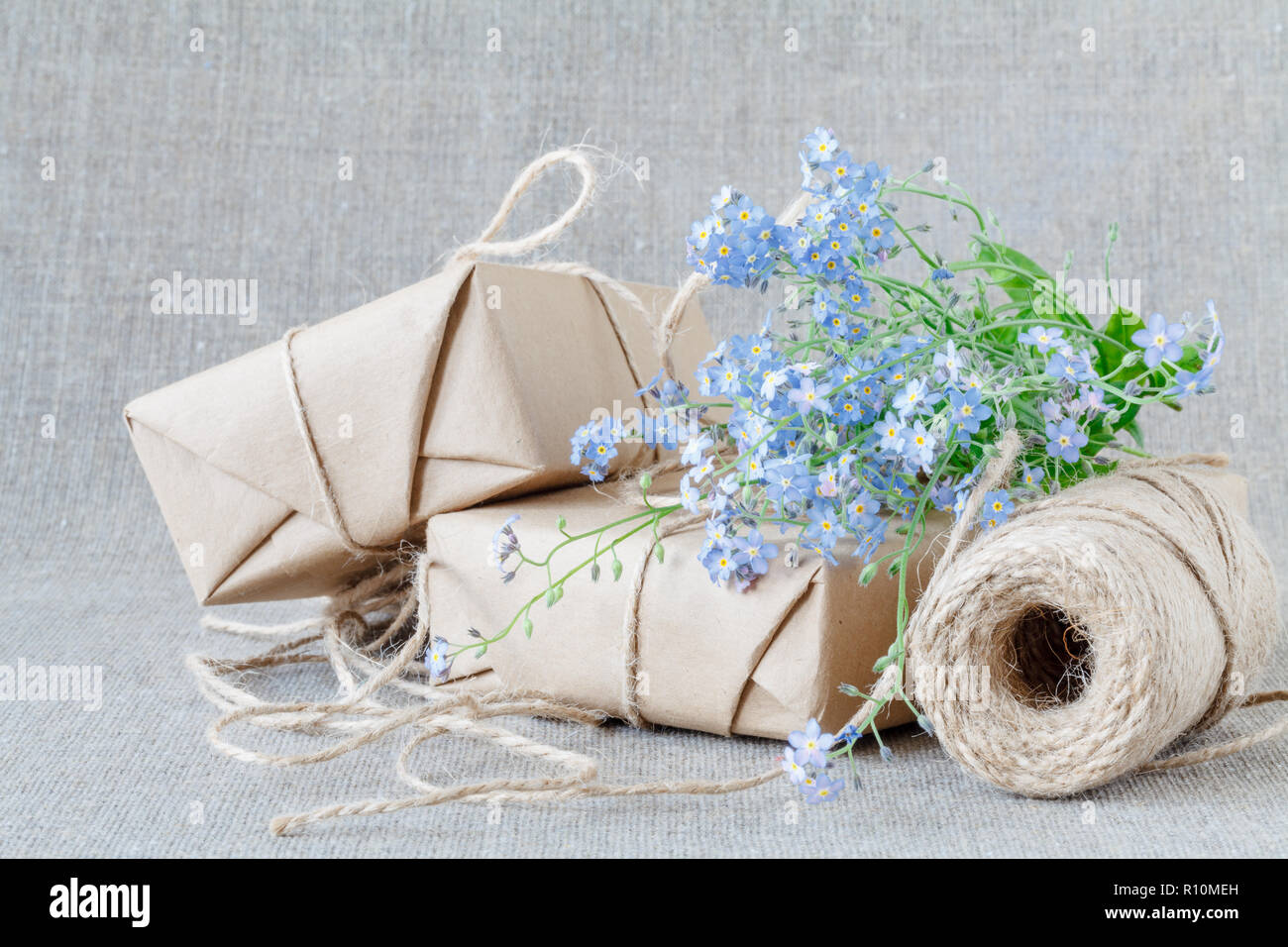 beautiful forget me not flower arrangements Stock Photo - Alamy