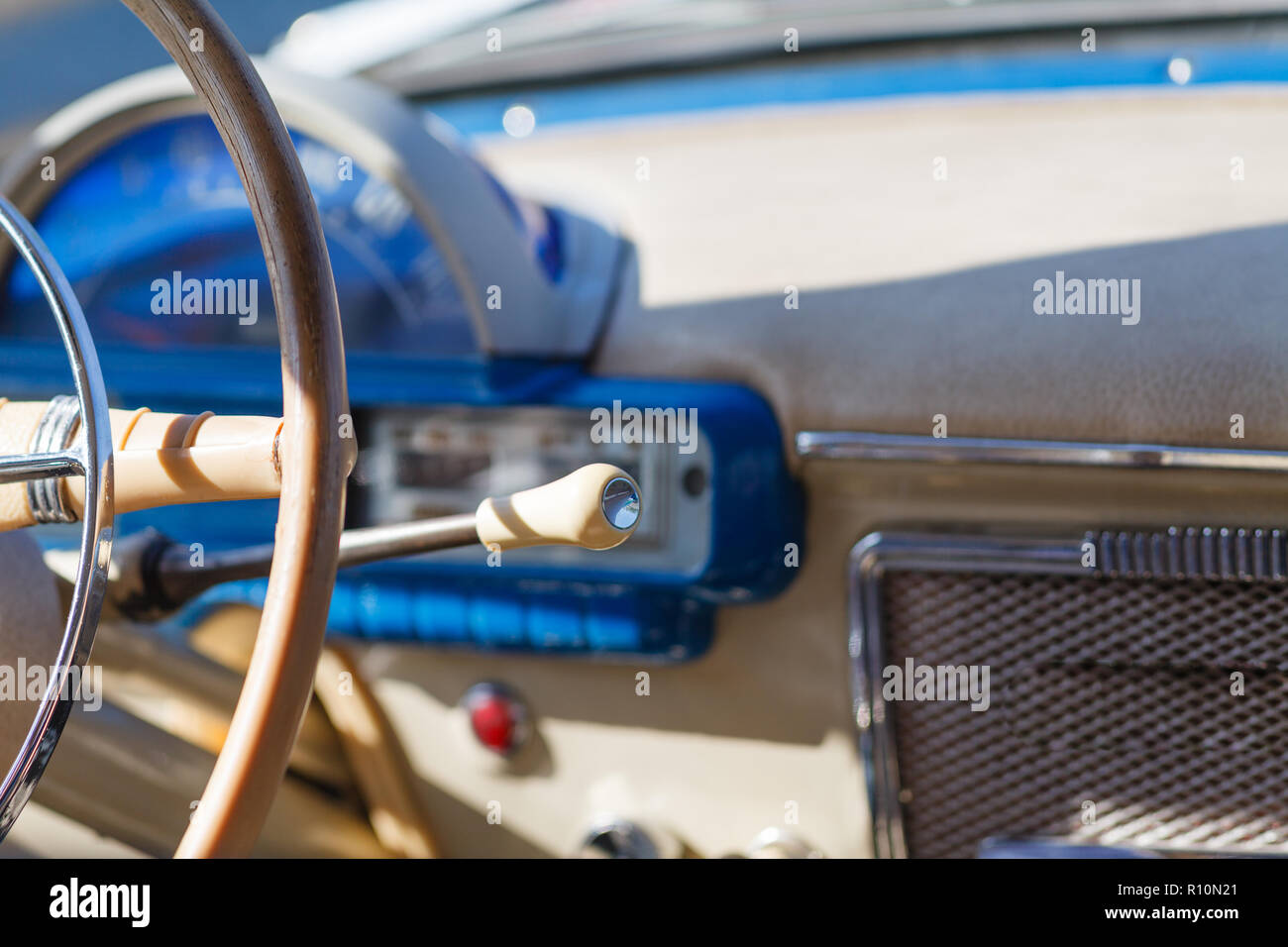 Retro car, retro torpedo car, vintage steering wheel, speedometer Stock ...