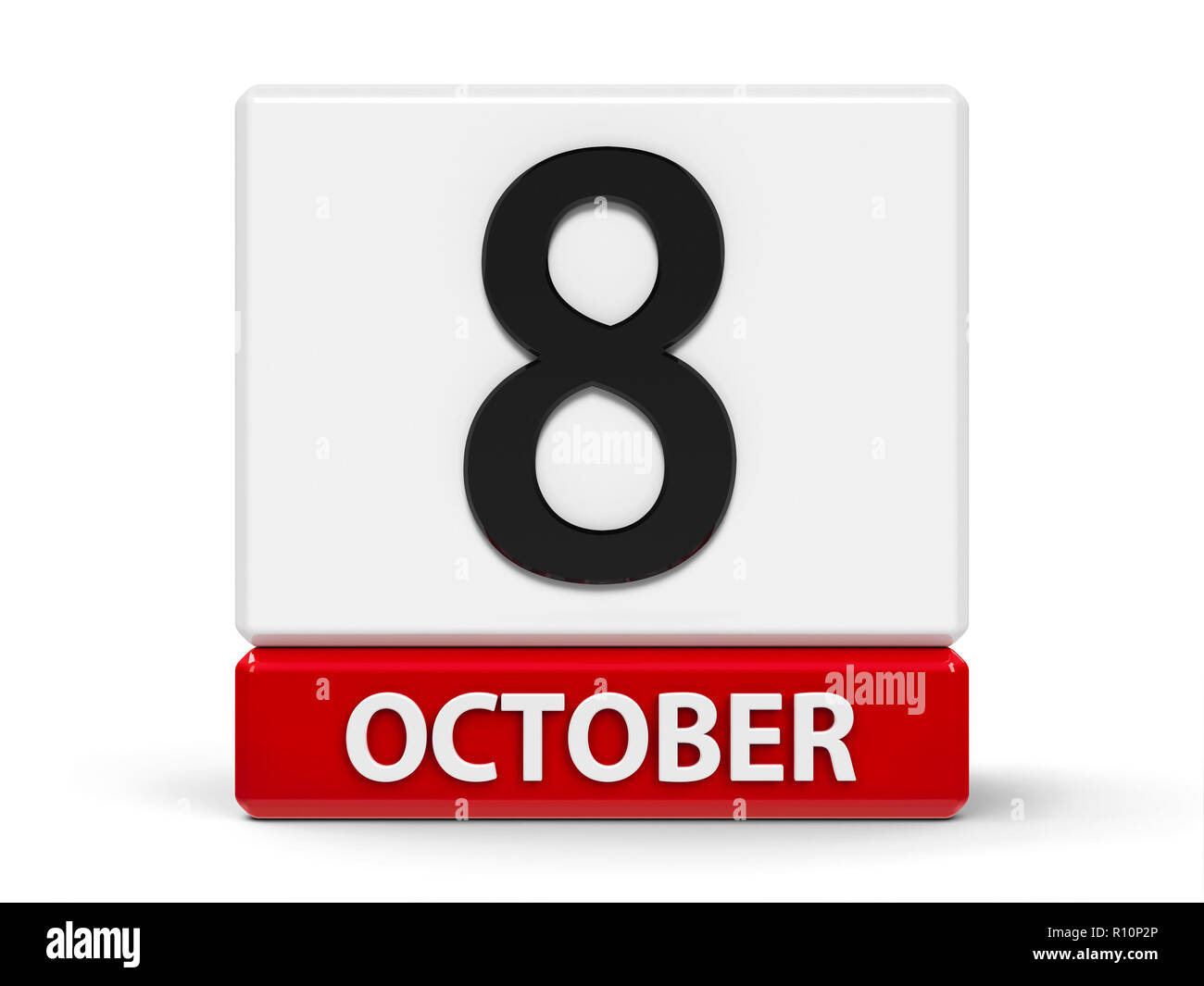 Red and white calendar icon from cubes - The Eighth of October - on a ...