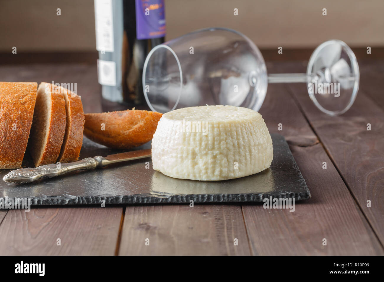 Bread, cheese and red wine Stock Photo - Alamy