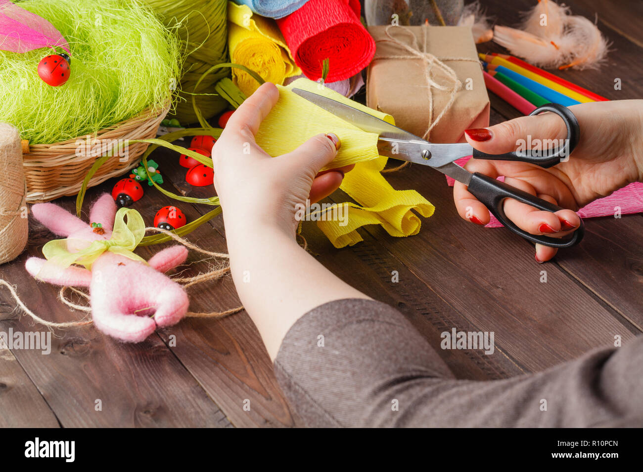 scrapbooking handmade concept. Woman paper craft Stock Photo - Alamy