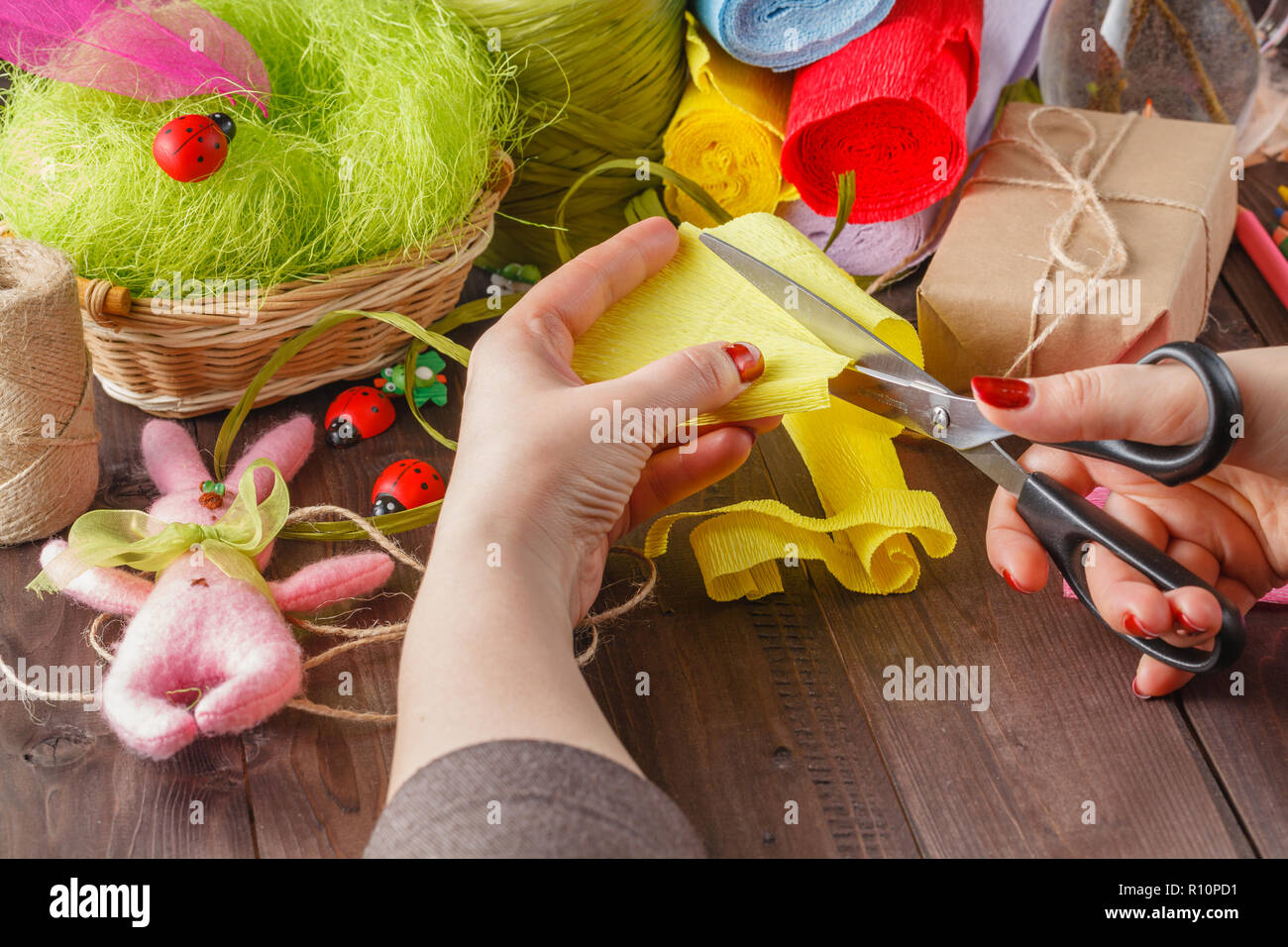 scrapbooking handmade concept. Woman paper craft Stock Photo - Alamy