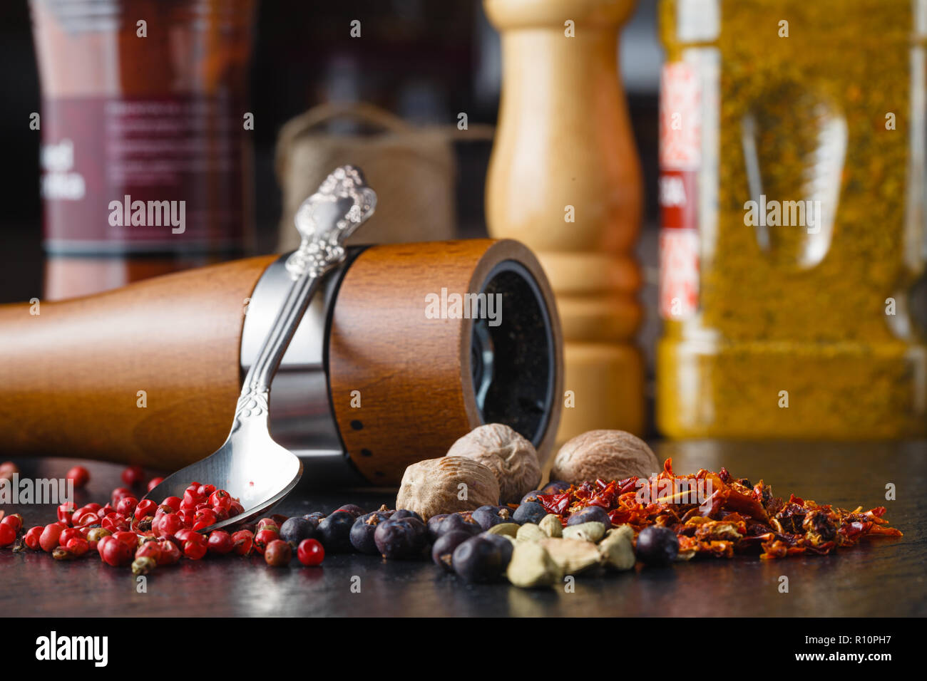 pepper mixture. seasoning for any dish, on a spoon Stock Photo - Alamy