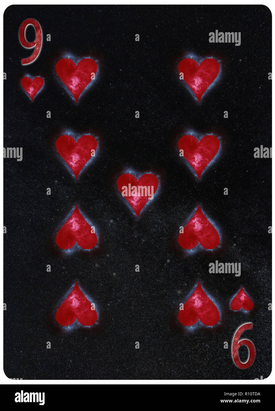 Nine of Hearts playing card Abstract Background Stock Photo - Alamy