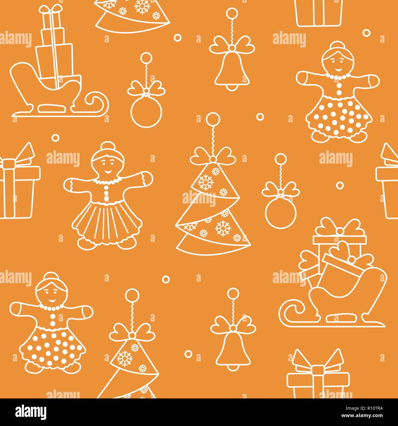Seamless pattern with christmas and new year symbols. Christmas trees ...