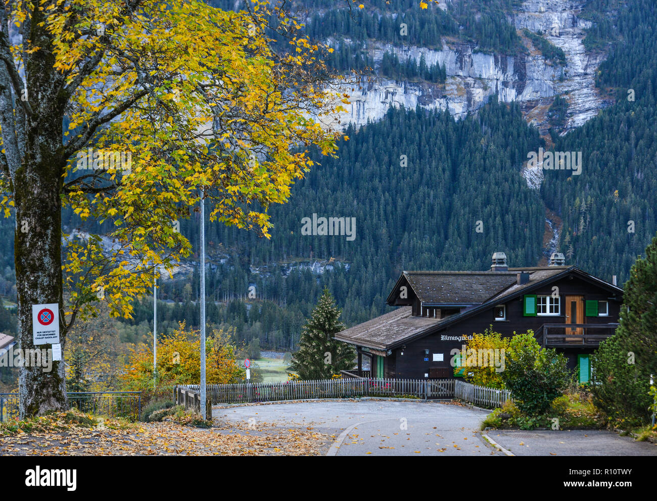 Grindelwald, Switzerland - Oct 21, 2018. Mountain village in ...