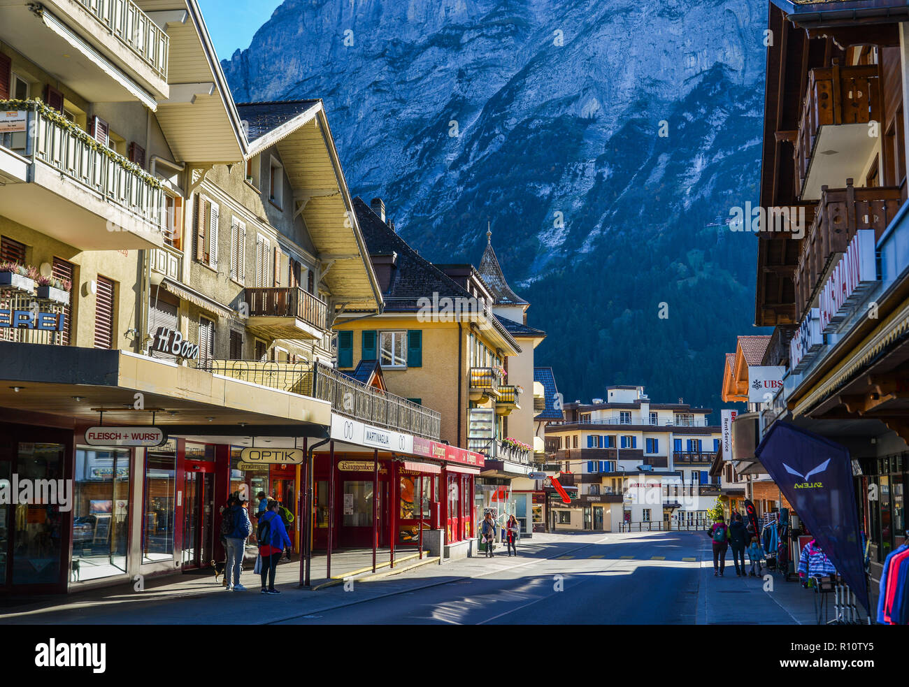 Grindelwald, Switzerland - Oct 21, 2018. Centre of Grindelwald Township ...