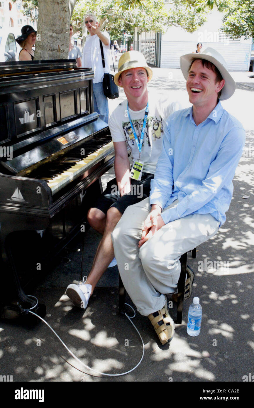 Fergus Linehan (left, Director of the Sydney Festival) with Luke Jerram ...