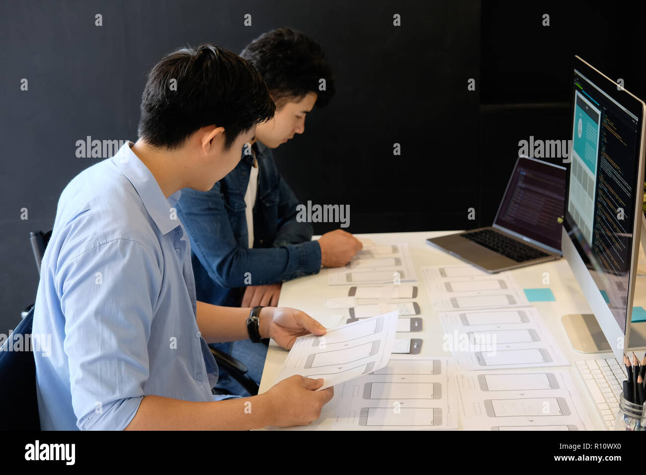 Ux Ui Project Concept Programer Team Development Software With In Computer And Paper Project