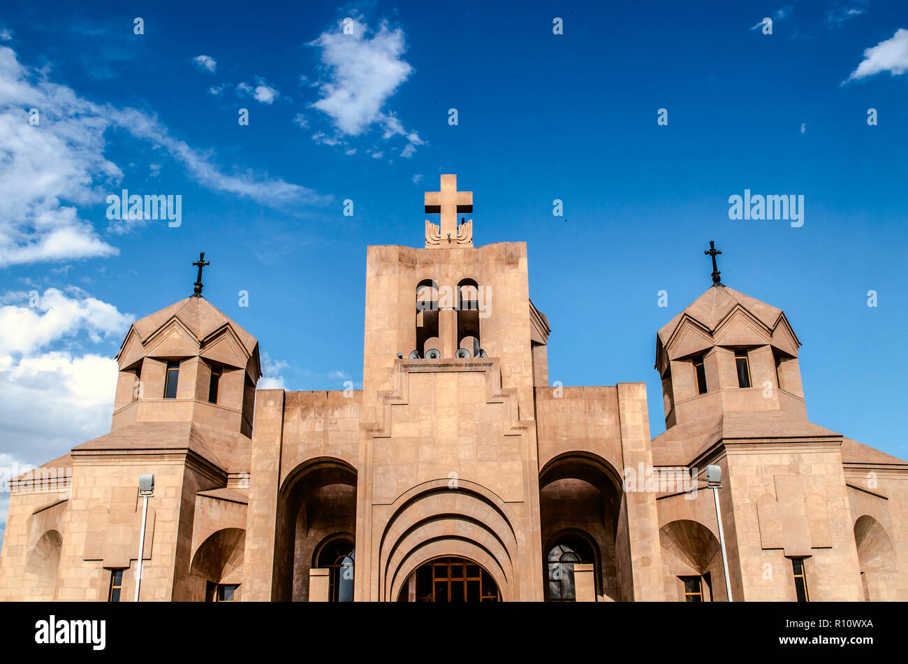 Yerevan; Armenia; June 9; 2018: View of the main entrance and bell ...