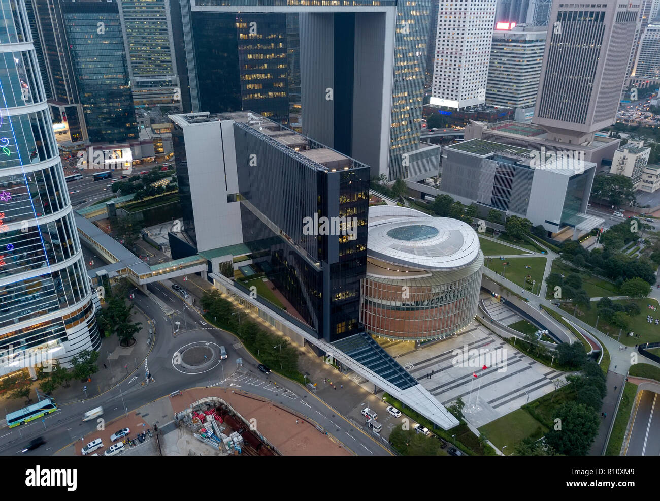 Aerial of the Central Government Complex, Hong Kong, China Stock Photo ...