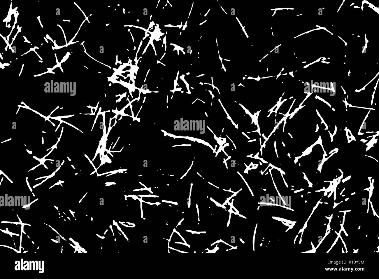White scratches isolated on black background. Particles overlay texture ...