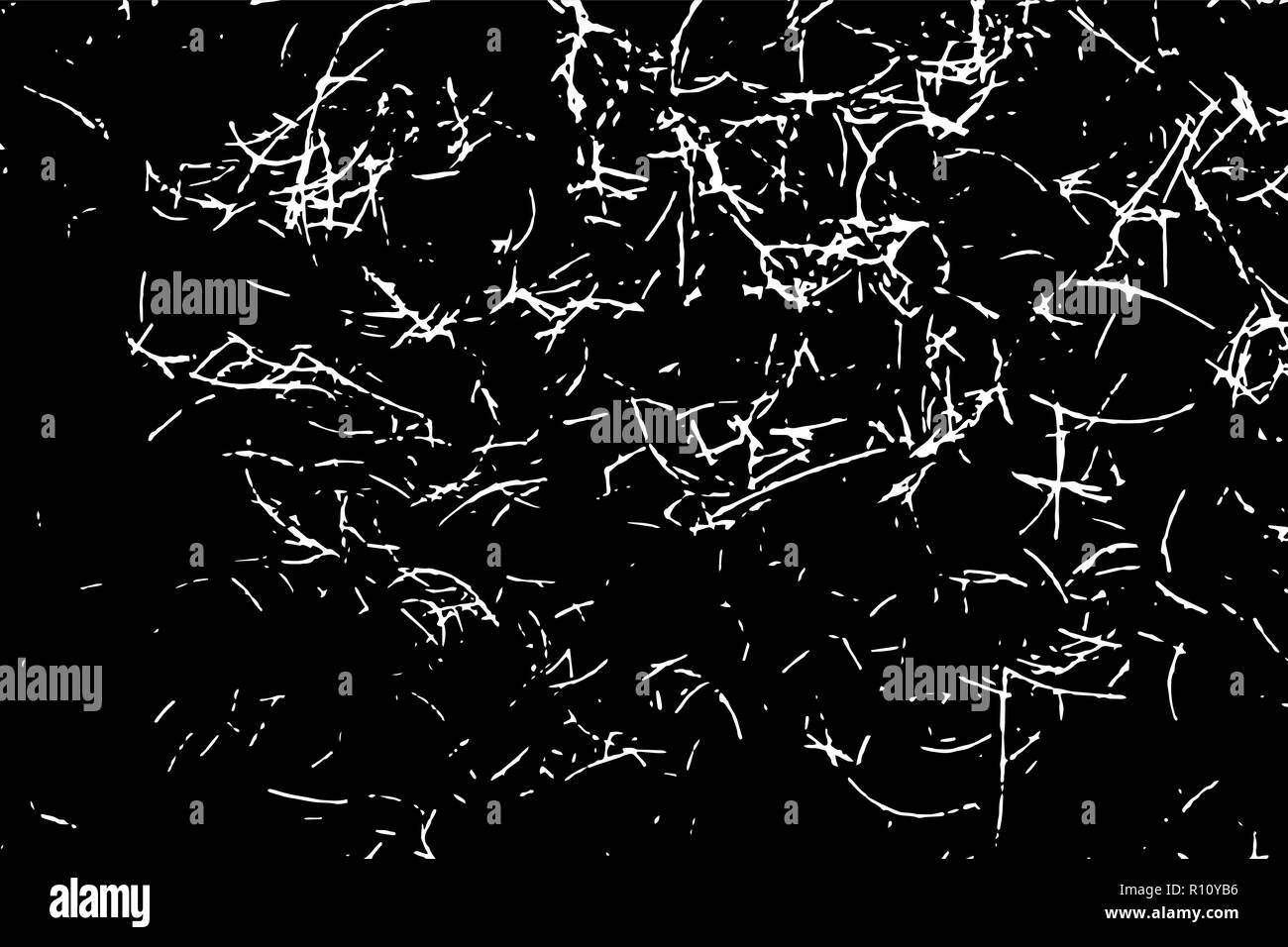 White scratches isolated on black background. Particles overlay texture ...