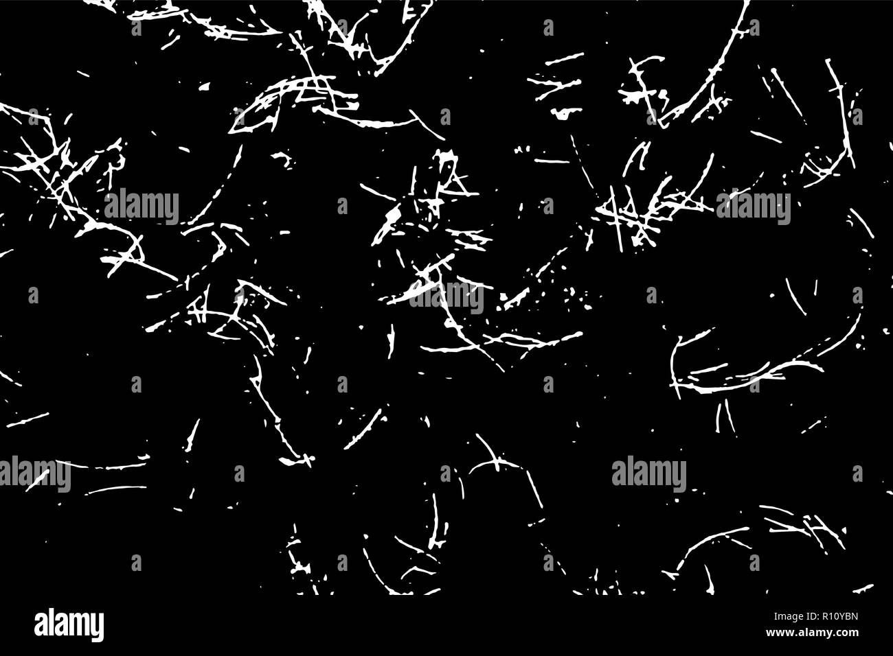 White scratches isolated on black background. Particles overlay texture ...
