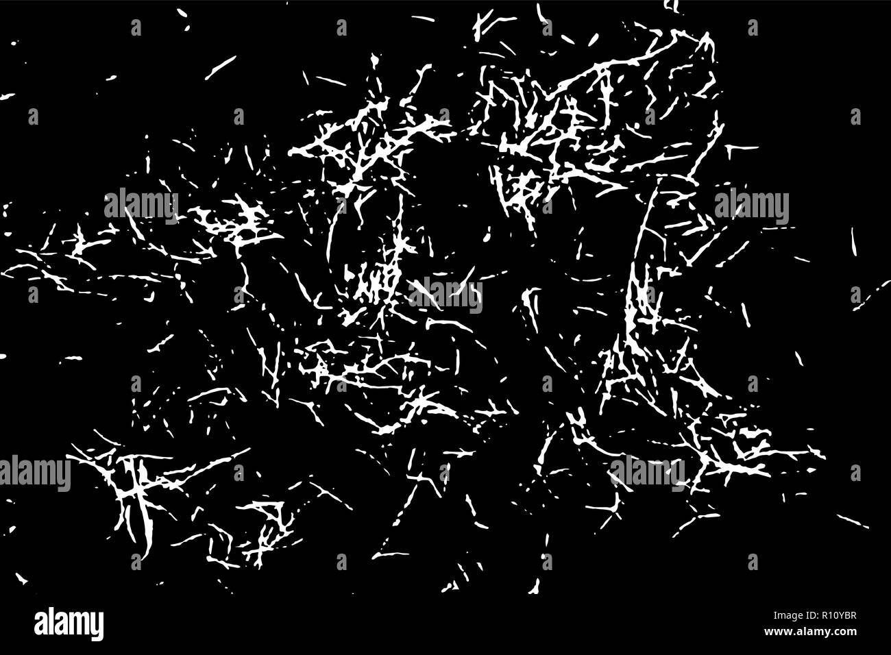 White scratches isolated on black background. Particles overlay texture ...