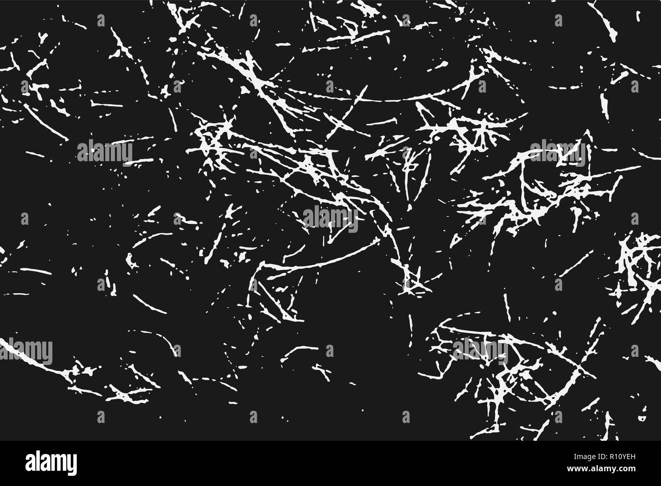 White scratches isolated on black background. Particles overlay texture ...