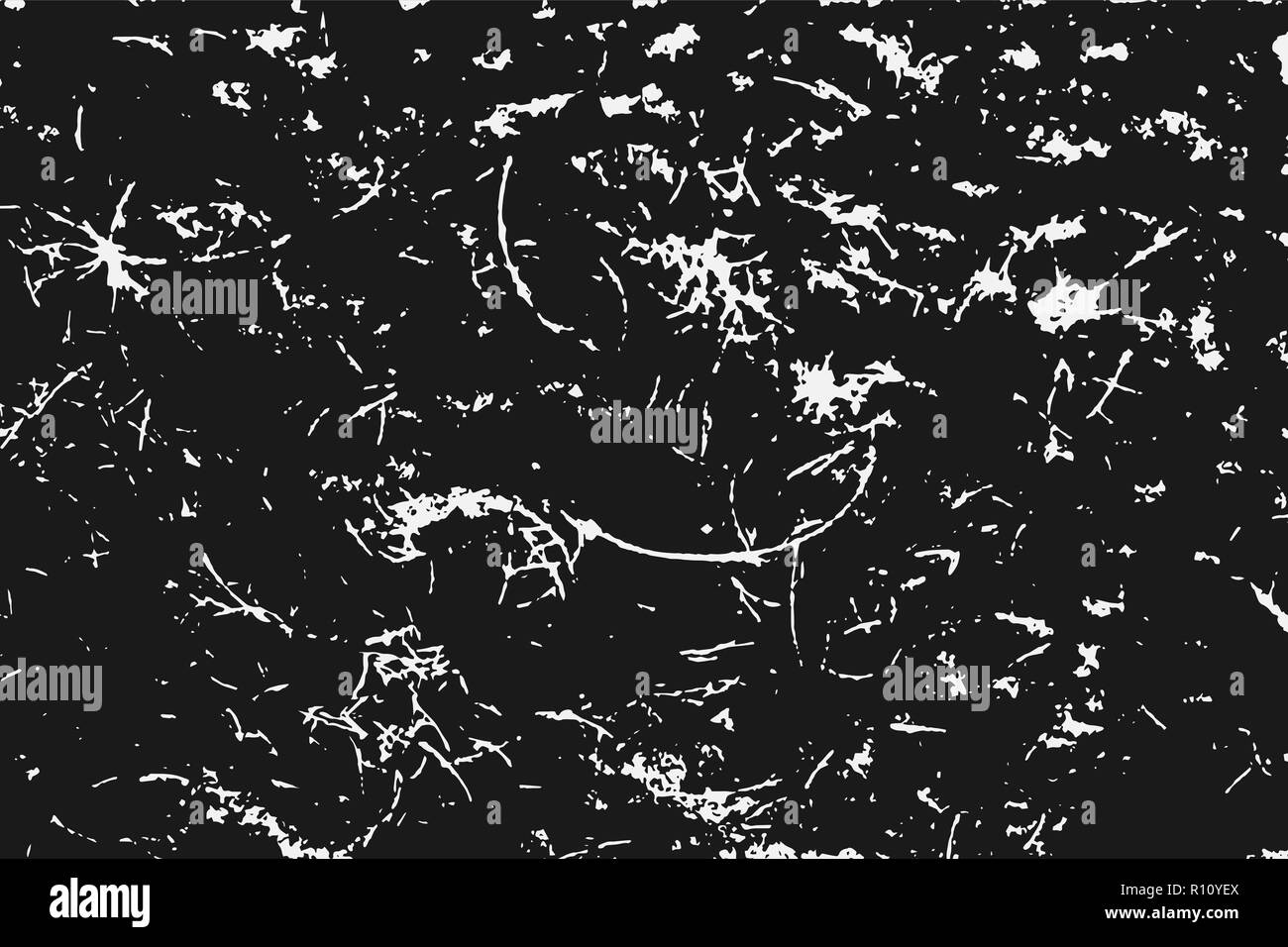 White scratches isolated on black background. Particles overlay texture ...