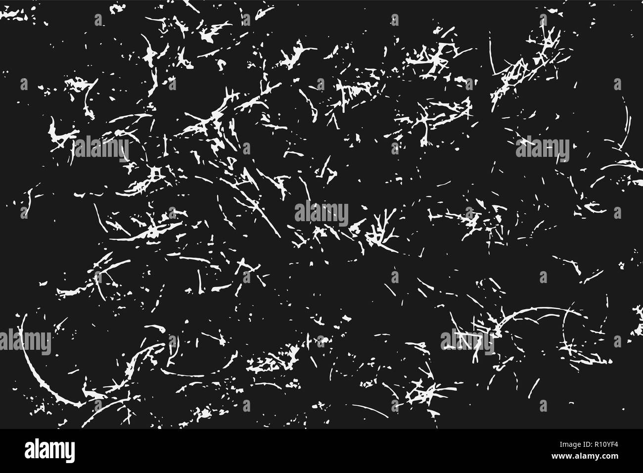 White scratches isolated on black background. Particles overlay texture ...