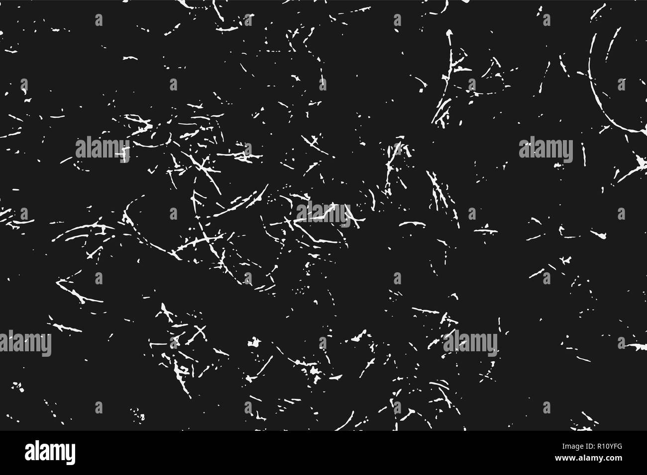 White scratches isolated on black background. Particles overlay texture ...