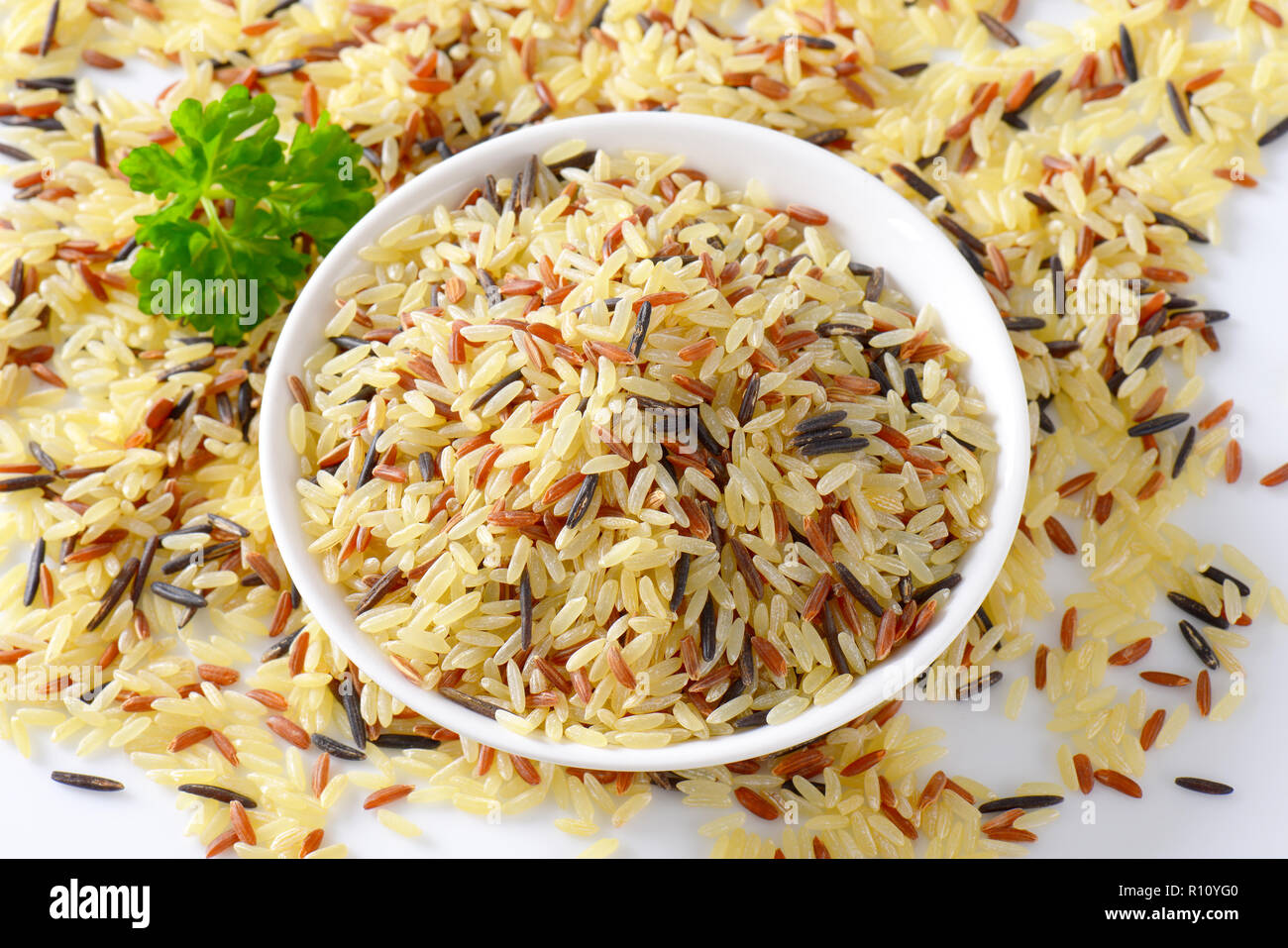 Variety of rice in a porcelain plate Stock Photo - Alamy