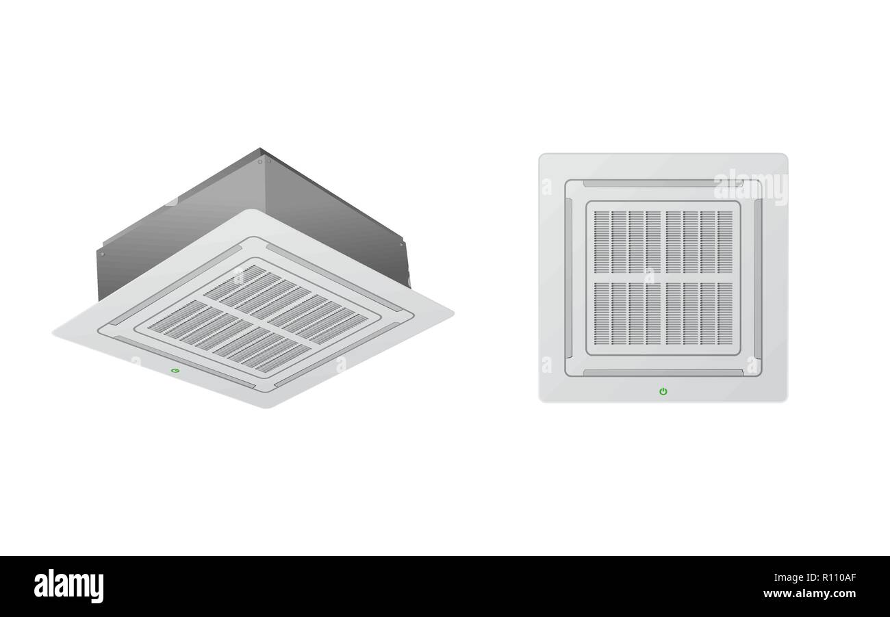 The air conditioning system. Vector illustration. Ceiling Cassette ...