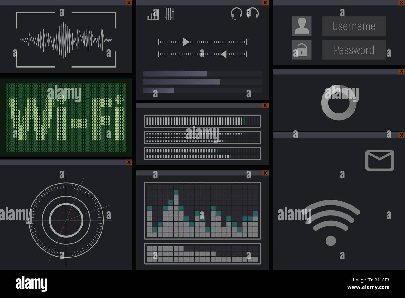PC software with wi-fi. Computer display vector illustration. WEB ...