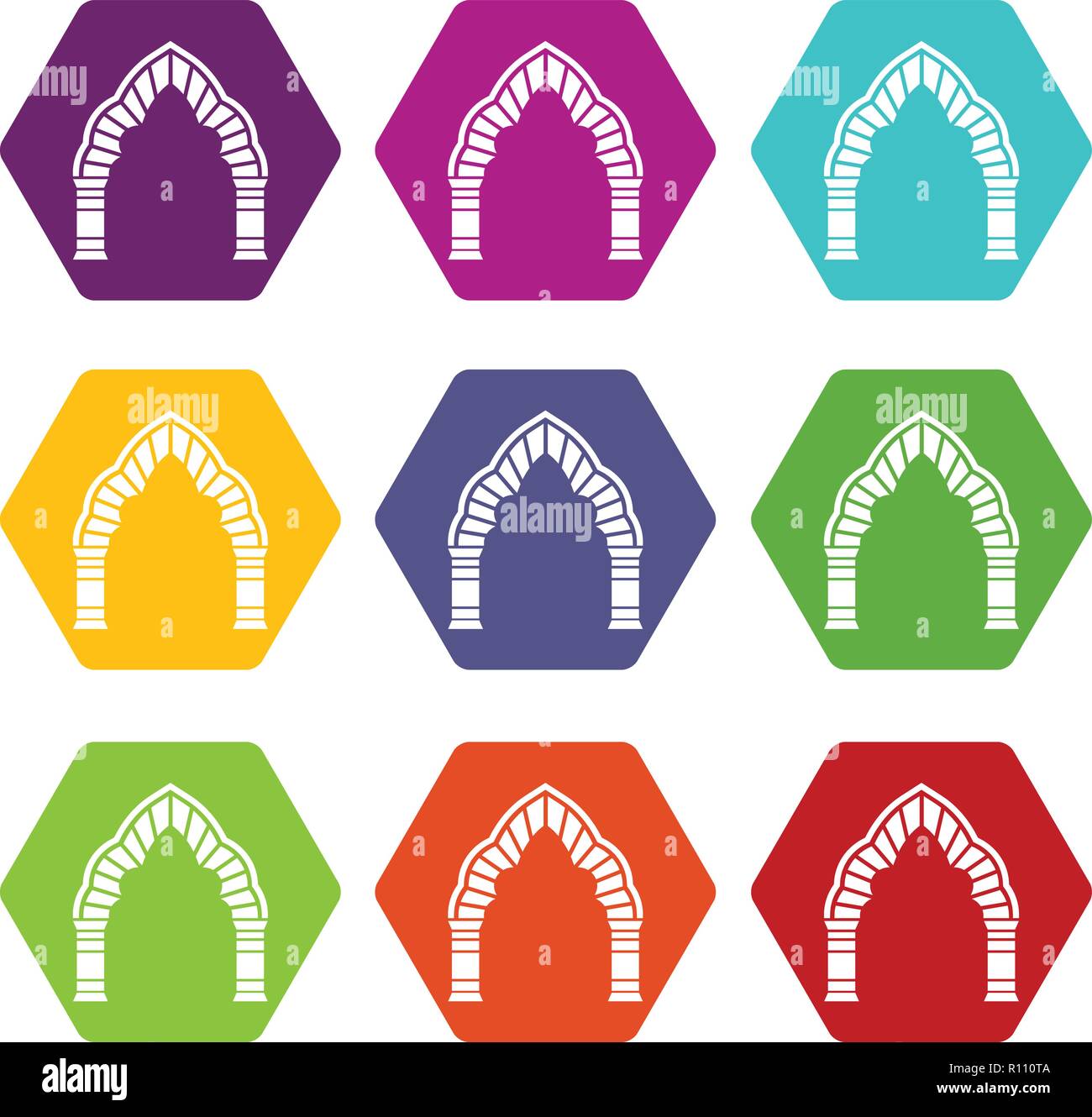 Round arch icons set 9 vector Stock Vector Image & Art - Alamy