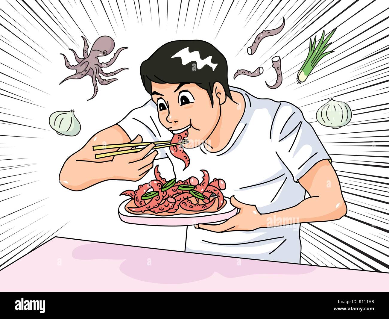 People Eating Food At A Table Cartoon