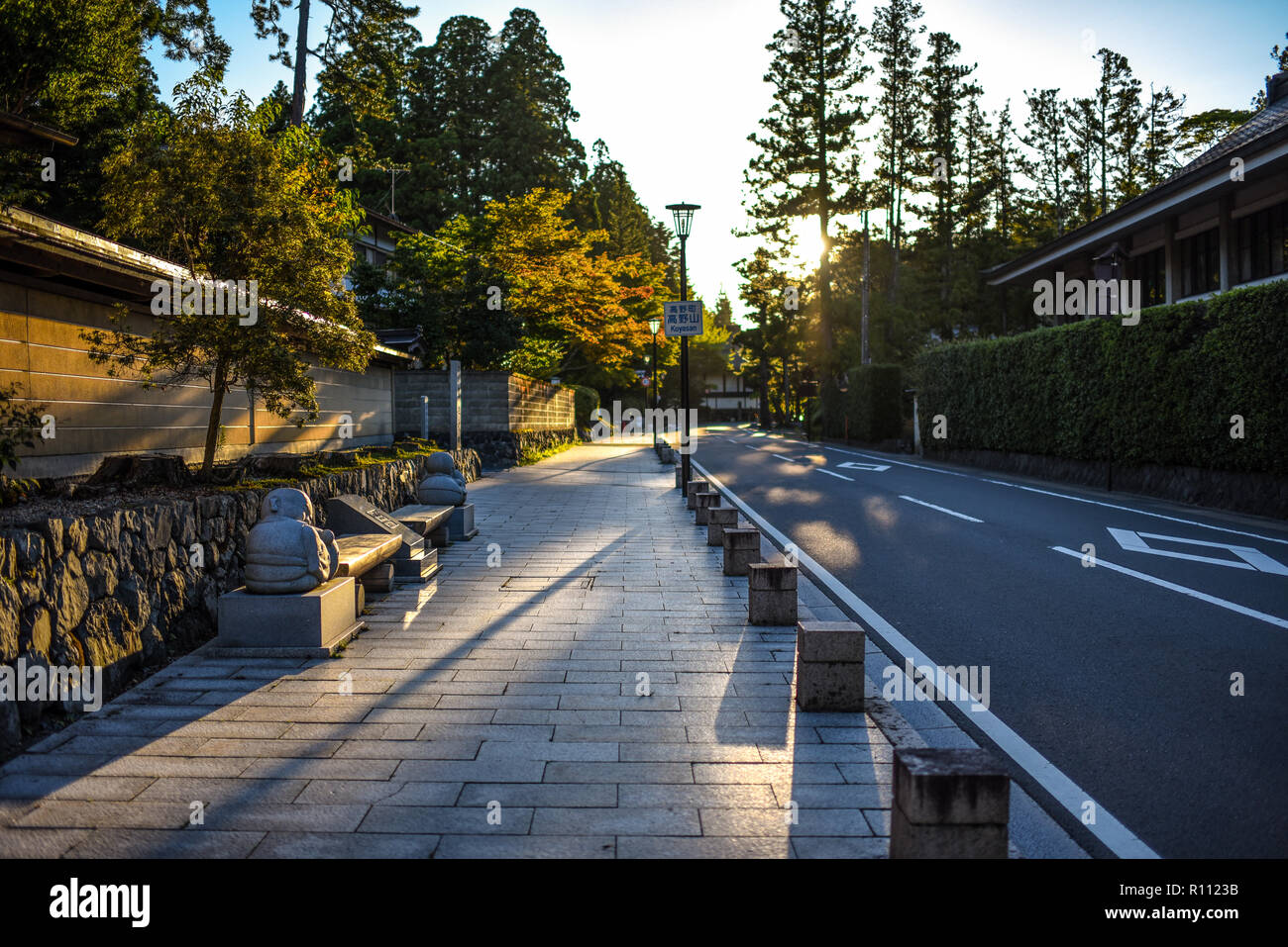 Streets of Koyasan or Mount Koya, temple settlement in Wakayama ...