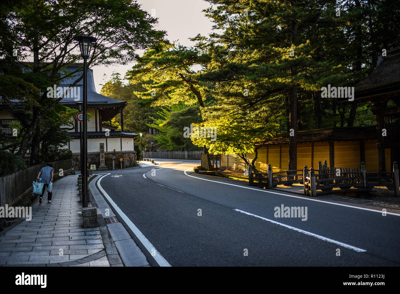 Streets of Koyasan or Mount Koya, temple settlement in Wakayama ...