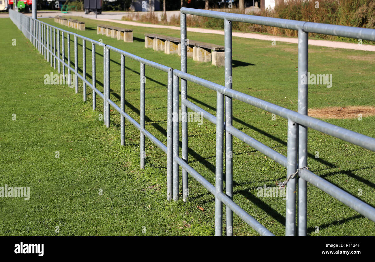 Metal fence. Metal fence at the stadium Stock Photo - Alamy