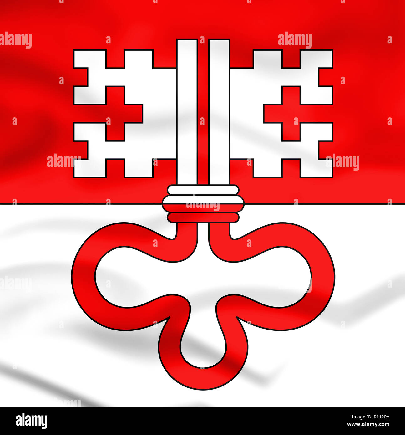3D Flag of Unterwalden canton (alt), Switzerland. 3D Illustration Stock ...