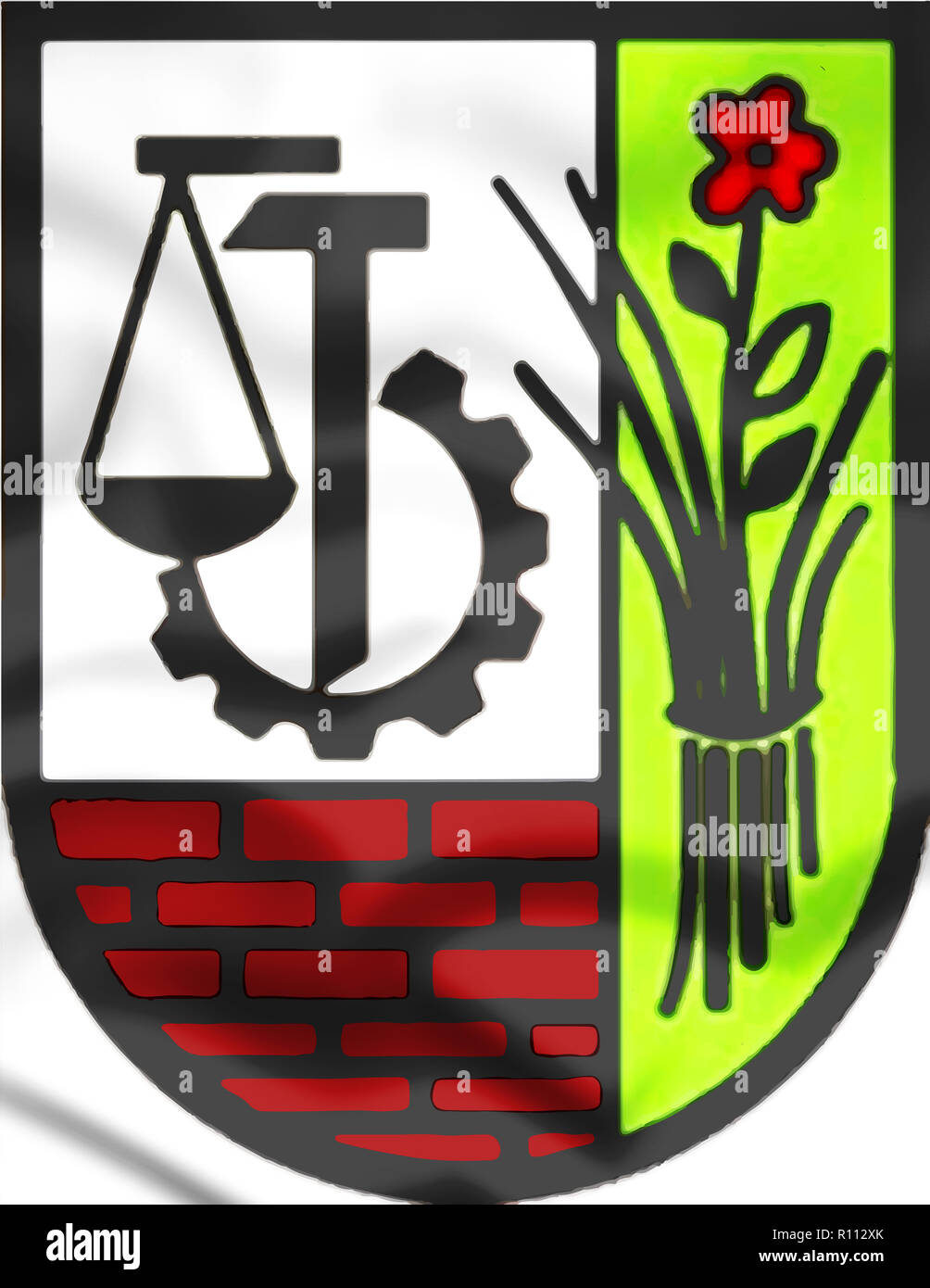 3D Kiryat Malakhi coat of arms, Israel. 3D Illustration Stock Photo - Alamy