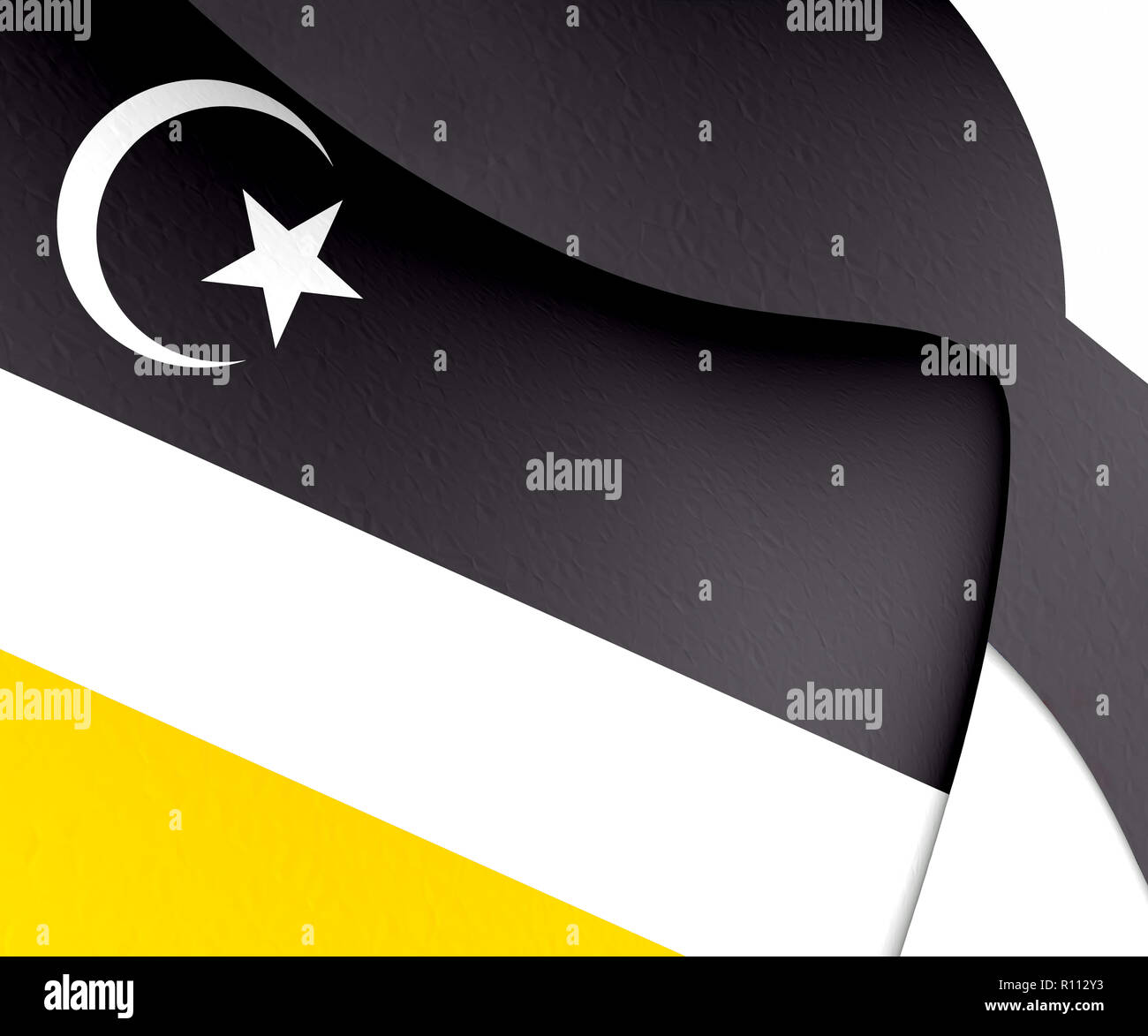 3D Flag of Hilir Perak District (Perak), Malaysia. 3D Illustration ...