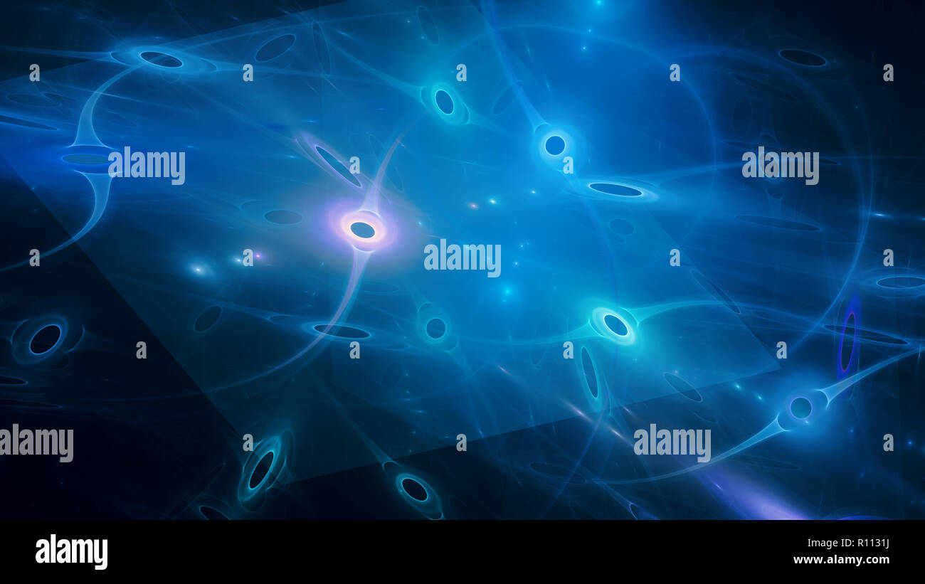 Blue glowing quantum correlation, computer generated abstract background, 3D rendering Stock ...