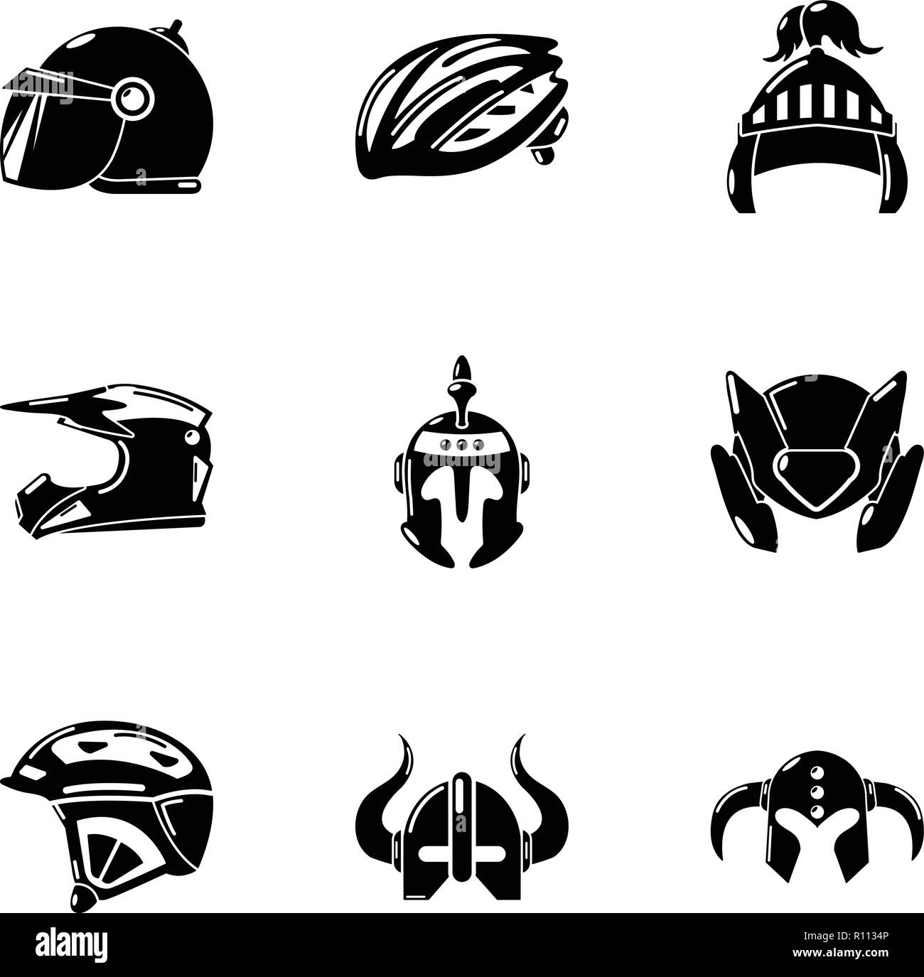 Crash helmet icons set, simple style Stock Vector Image & Art - Alamy