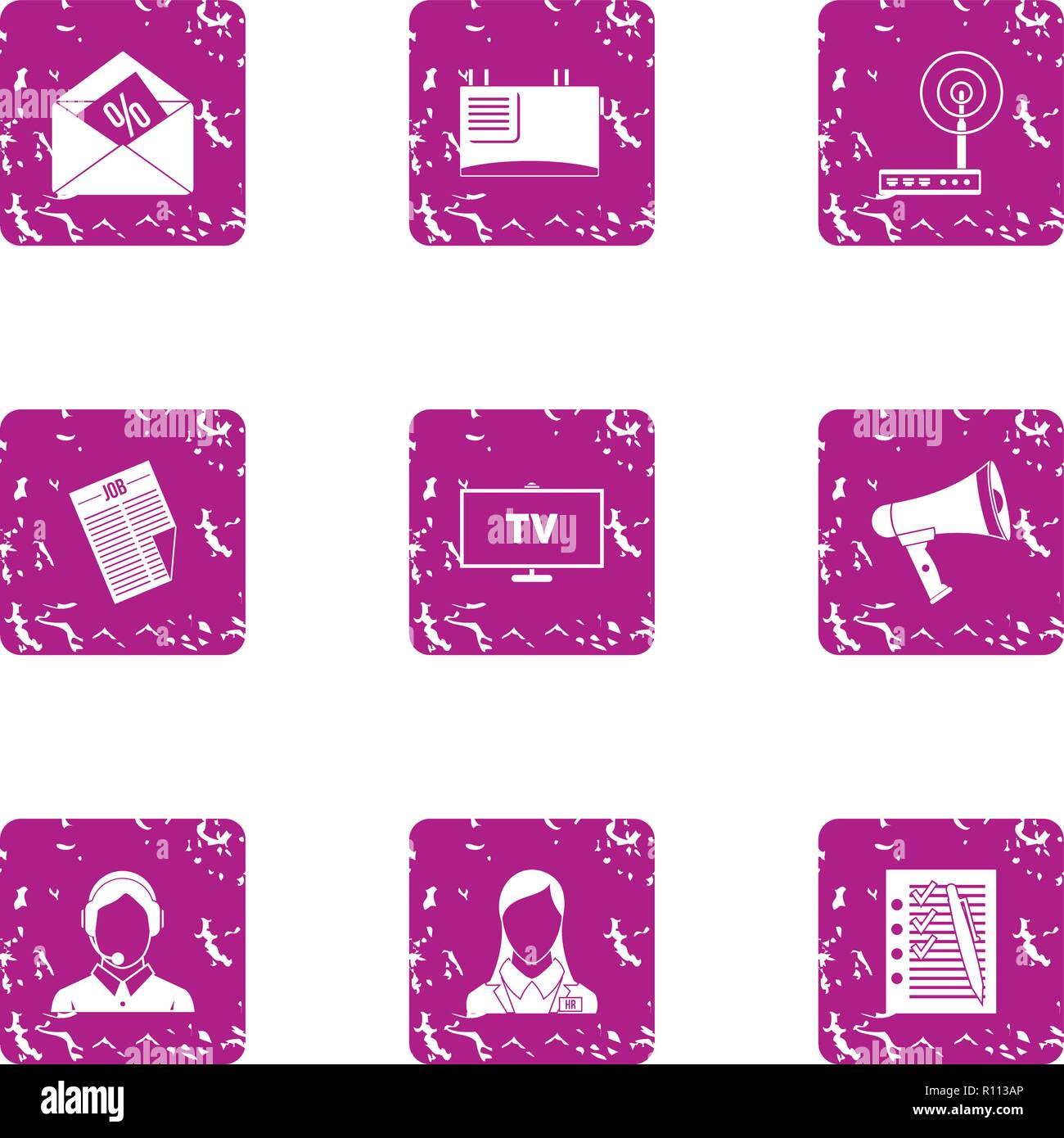 TV receiver icons set, grunge style Stock Vector Image & Art - Alamy