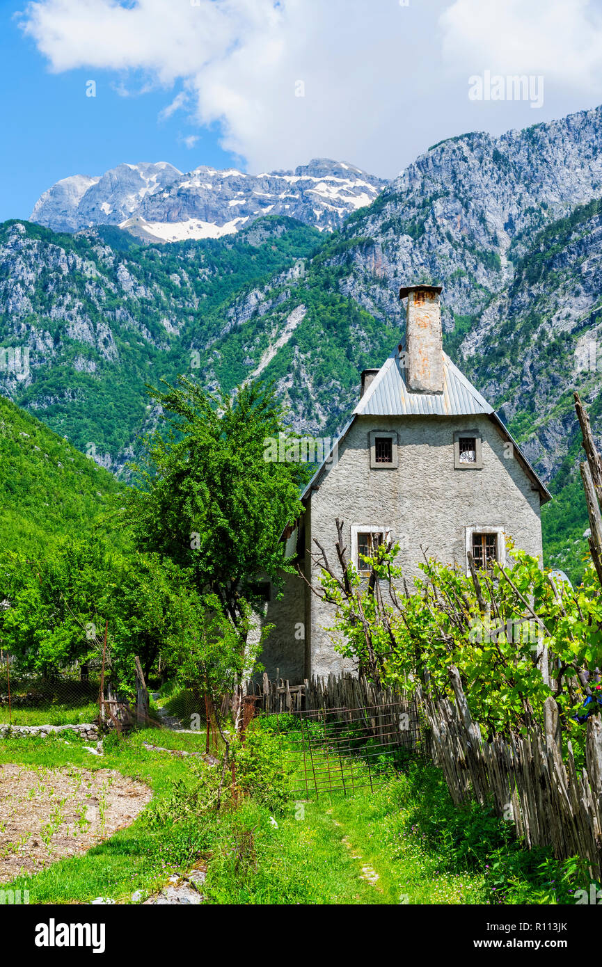 Typical house of Thethi valley, Thethi village, Albania Stock Photo - Alamy