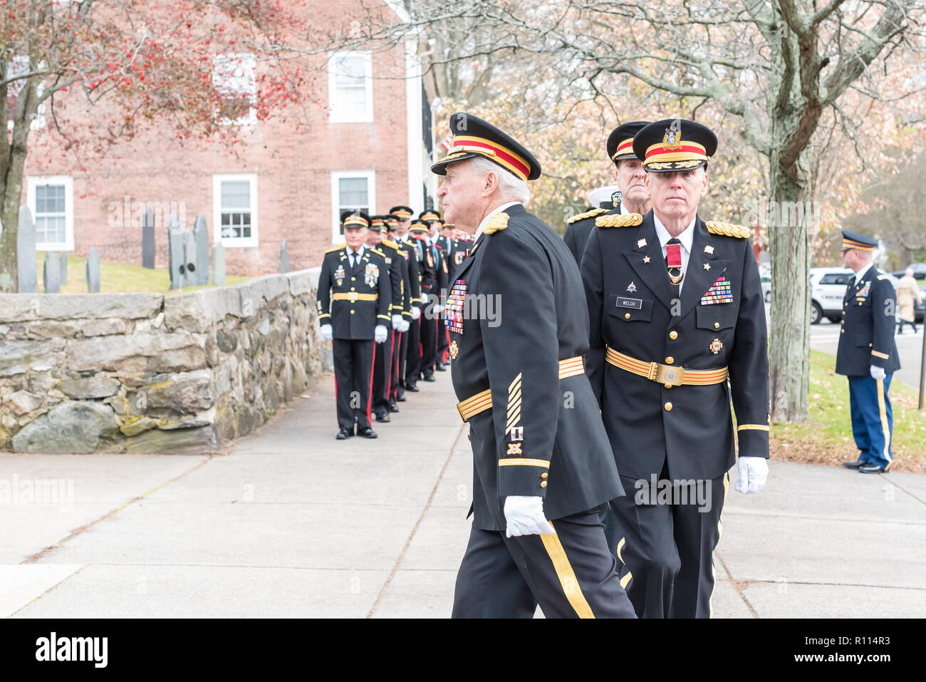 Military funeral procession at the Holy Family Parish in Concord, Mass ...