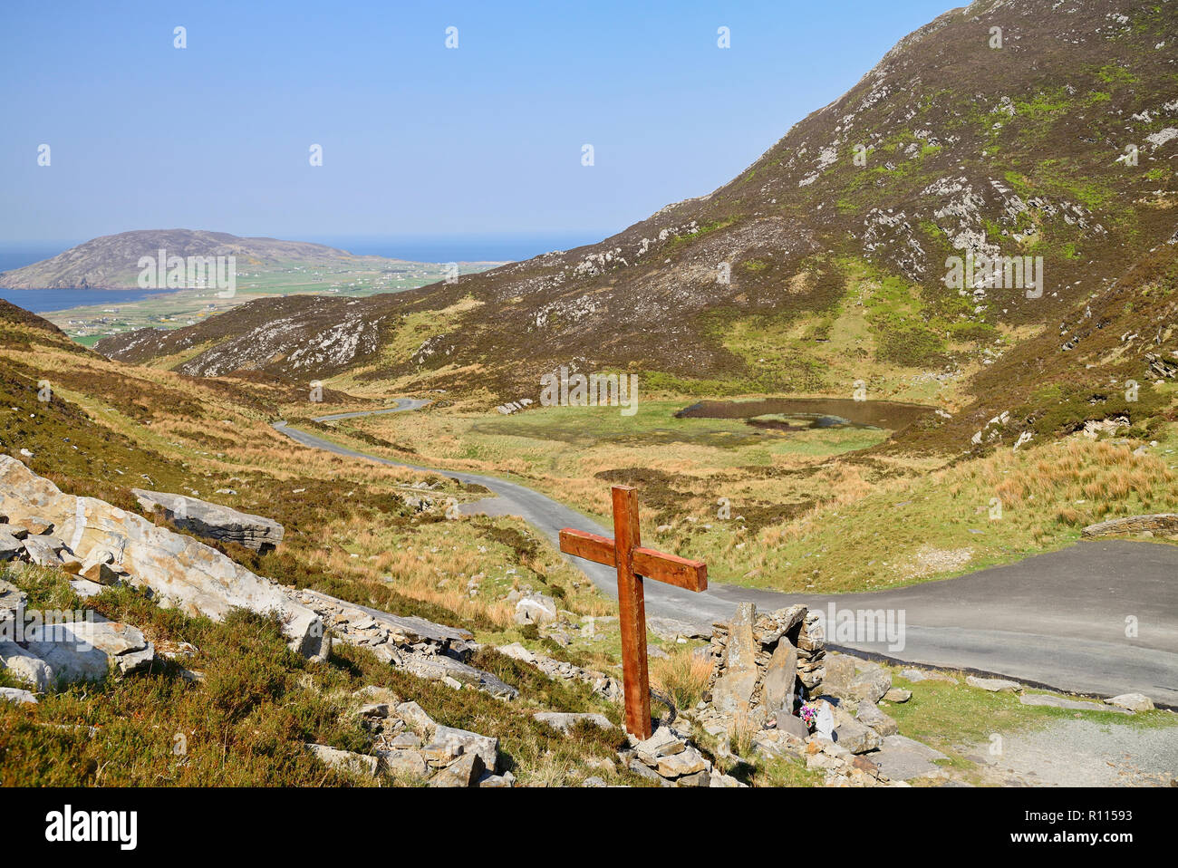 Ireland, County Donegal, Inishowen, Mamore Gap, St Eigne’s Well Stock ...