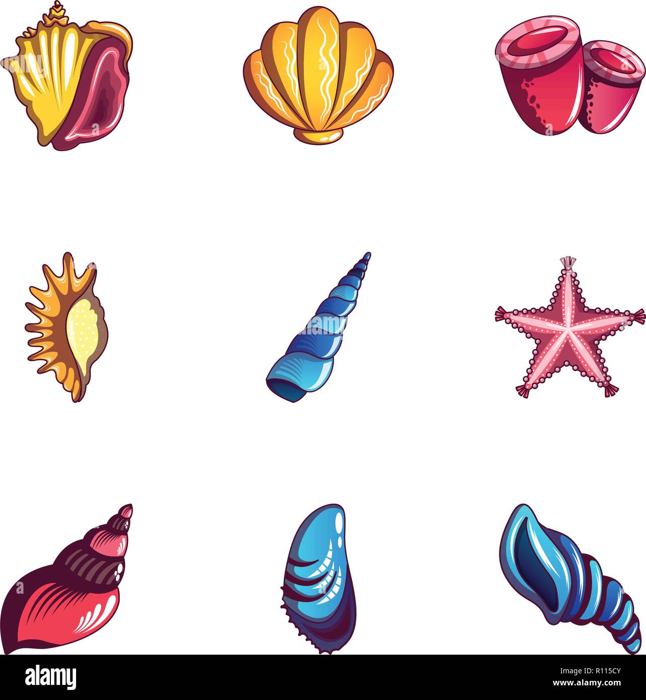 Cockleshell icons set, cartoon style Stock Vector Image & Art - Alamy