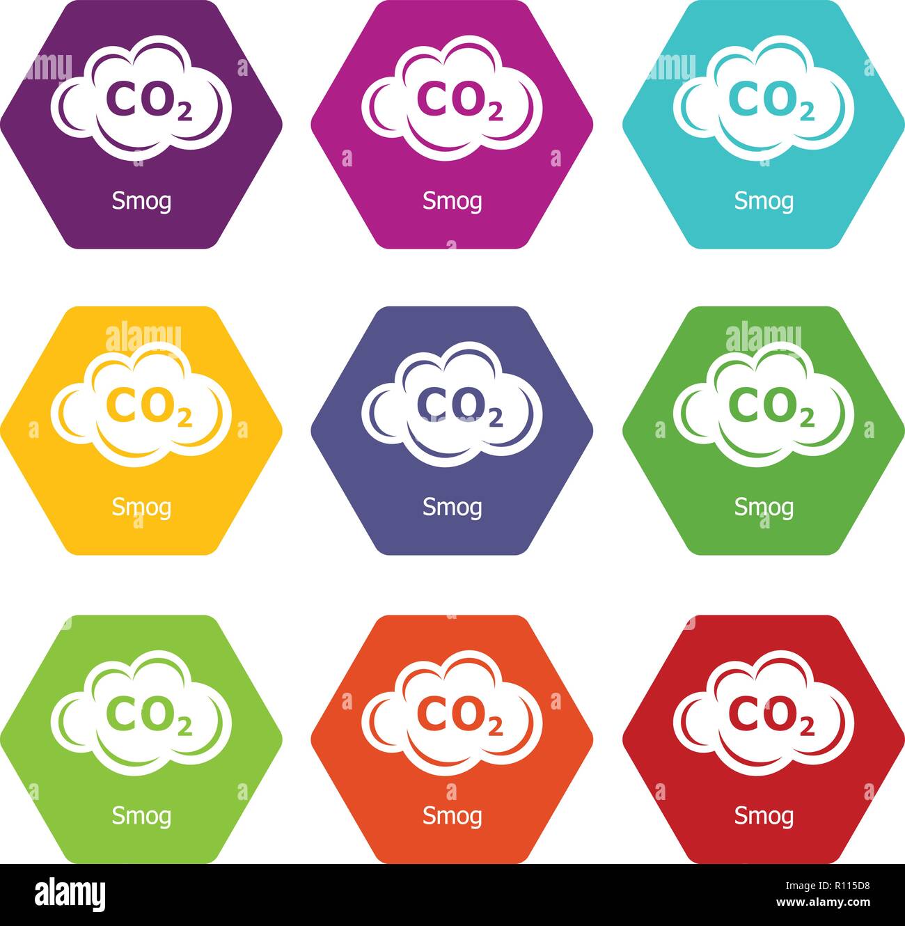 Smog icons set 9 vector Stock Vector Image & Art - Alamy