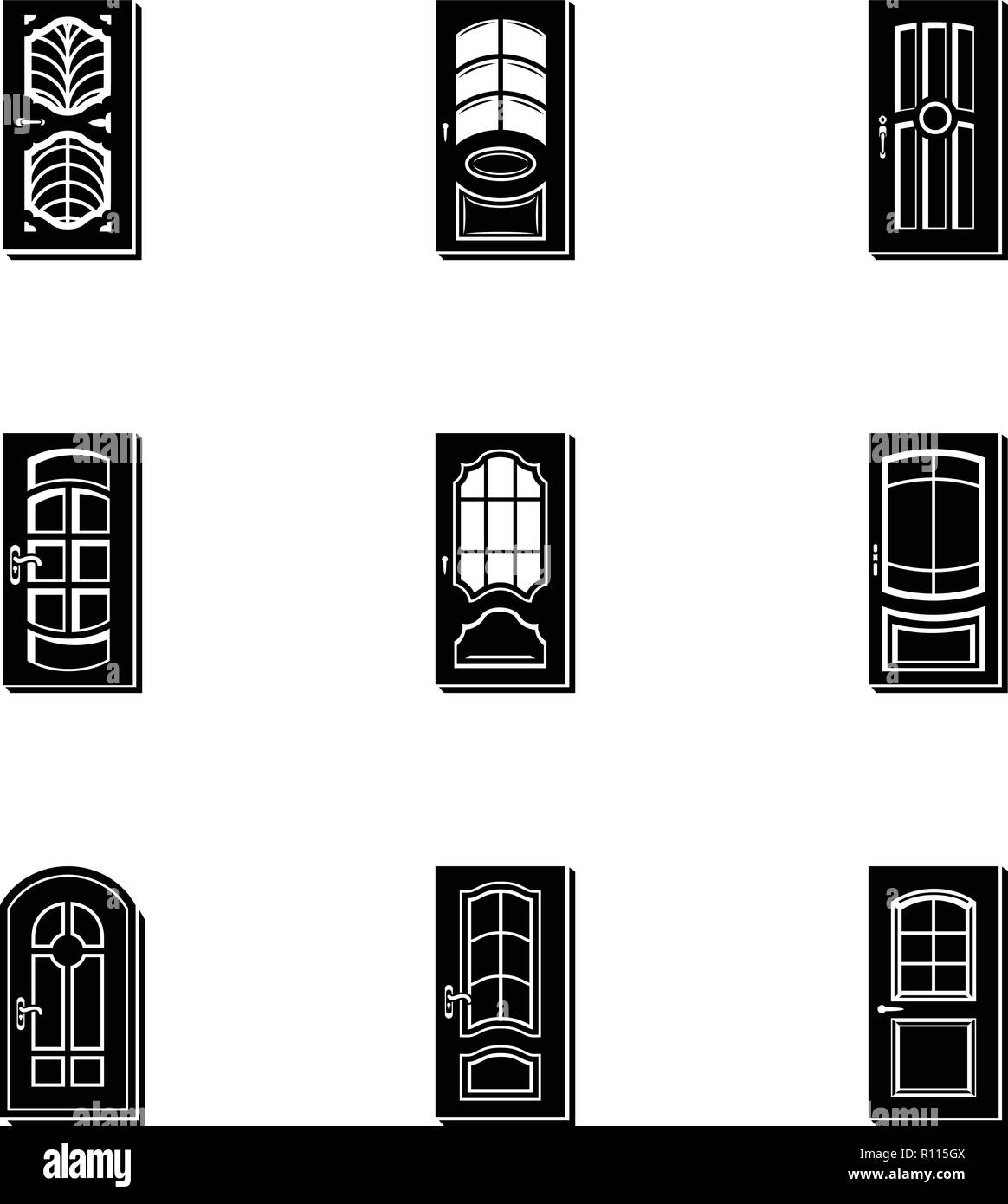 Wood door icons set, simple style Stock Vector Image & Art - Alamy